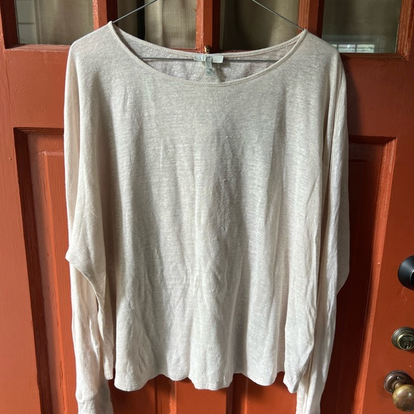 Joie | Tops | Joie Cream Long Sleeve Linen Womens Top Sparkle | Poshmark